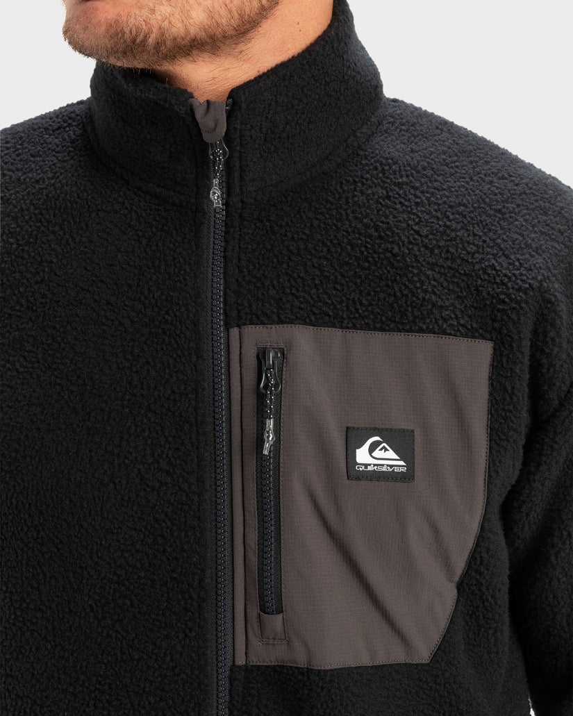 Mens Clean Coast Full Zip Crew Neck - BLACK | Quiksilver