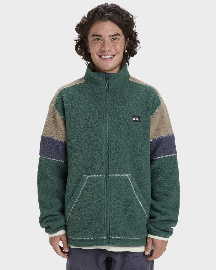 Mens Clean Coast Block Fleece Jacket - TREKKING GREEN | Quiksilver